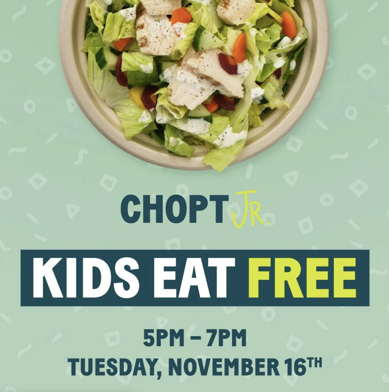 CHOPT HOSTS KIDS EAT FREE EVENT NOV. 16 - Black Wednesday